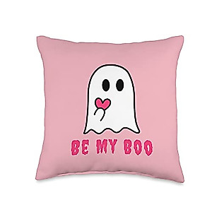Be My Boo Cute Ghost Valentine Valloween Funny Be My Boo Cute Ghost Valloween Anti Valentine Goth Throw Pillow, 16x16, Multicolor