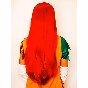 ALLAURA Red Wig Sally Nightmare Before Christmas Cosplay, Realistic Bright Red Long Wig for Women Men Anime Wigs — Compatible with Sally Nightmare Before Christmas Wig