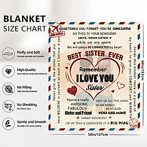 Guguden Sister Gifts Throw Blanket, Birthday Gift Ideal for Sisters, Unique Sister Blanket from Sister Girl Brother, Super Soft Flannel Throw Blankets for Christmas 60" x 50"