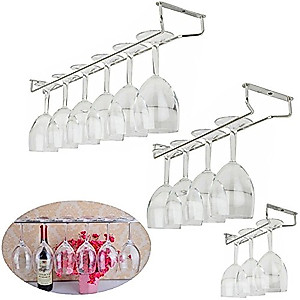 Tuliptown Stainless Steel Wine Glass Hanger Rack, Wall Mounted Wine Rack, Under Cabinet Stemware Rack for Bar or Kitchen Chrome Finish (13 Inch)