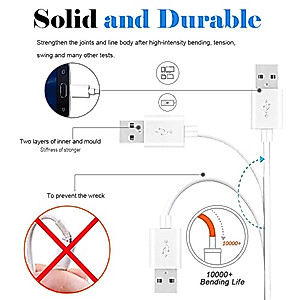 10FT Long Android Charger Cable Fast Charge,USB to Micro USB Cable White,Micro USB 2.0 Cable USB Micro Cable for Samsung Charger Cord Tablet Galaxy 7 S7 S6 Edge LG Phone,Charging Wire for Kindle Fire
