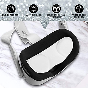 Seltureone Head Strap Compatible for Quest 2, Adjustable Comfortable Strap with Head Cushion, Reduce Pressure for Quest 2 Headset, with VR Lens Protect Cover Dust Proof Cover, Gray White