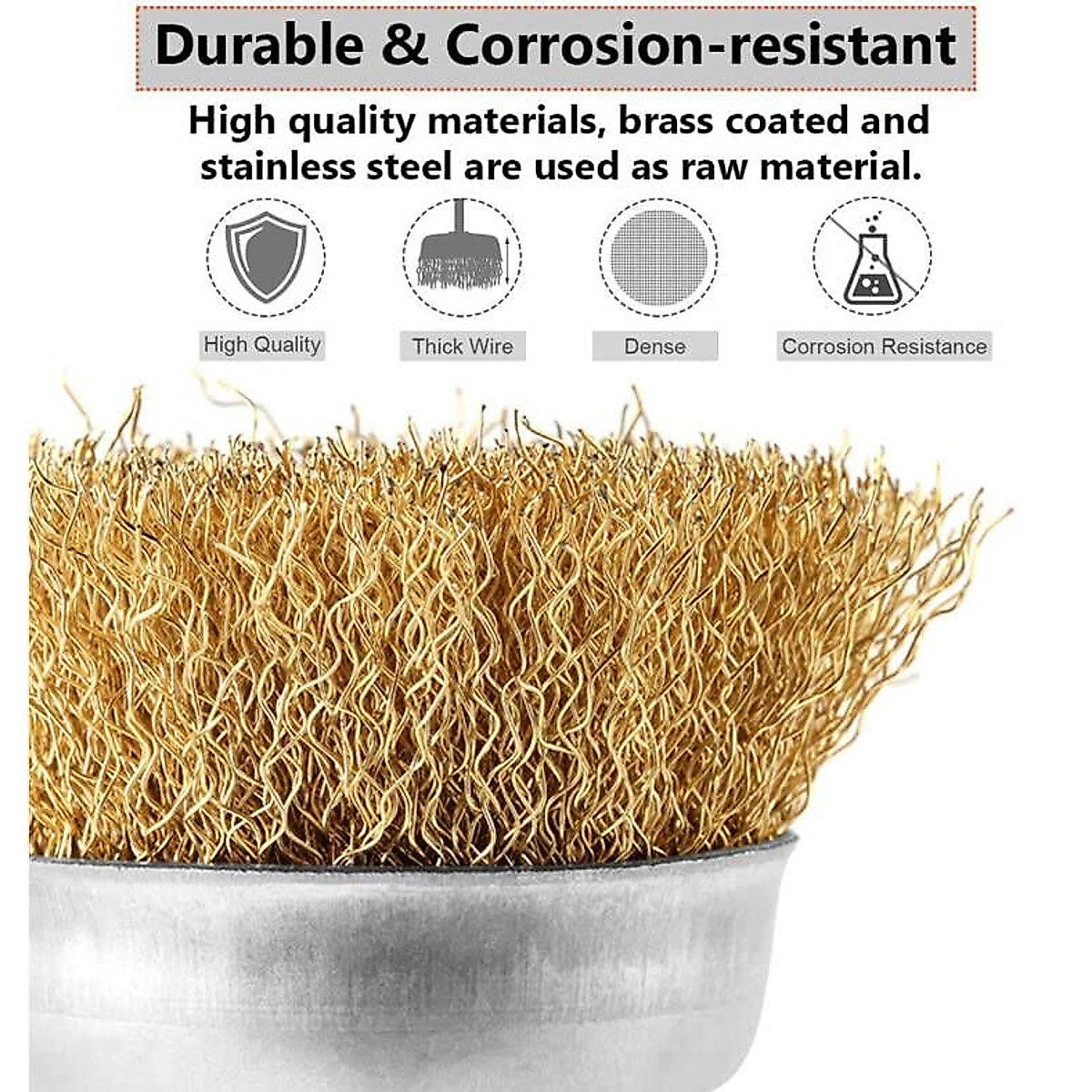 Wire Brush Wheel Cup Brush Set,12 Pack Coarse Crimped 1/4 Inch Shank Wire Wheel for Drill Attachment