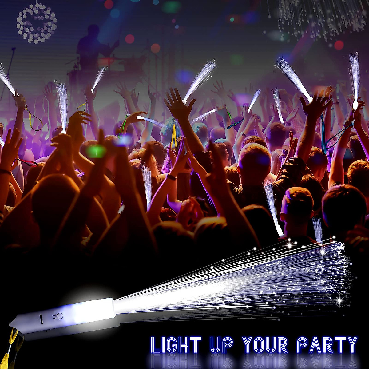 Jecery 72 Pieces White Fiber Optic Wands Glow Sticks LED Light up Wedding Wand with 3 Modes Flashing Sparklers for New Year Eve Birthday Wedding Bridal Shower Glow in The Dark Party Favors Supplies