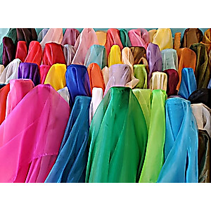 MDS Pack of 5 Yard Sheer Organza Fabric for Wedding Merry Christmas Xmas New Year Party Home Decorations, Backdrop, Curtain, Craft, Dress, DIY, Crystal Tulle Fabric 44” Wide - Red