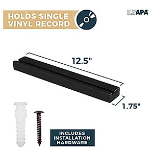Ilyapa Wood Vinyl Record Shelf Wall Mount, 8 Pack - Black Record Album Holder Display Your LP