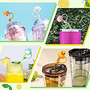 16Pcs Straw Covers Cap, Monkle Silicone Straw Topper Reusable Dust-Proof Straw Tips 6-8mm for Drinking Straws Plug Straw Caps Decoration Home Kitchen Accessories