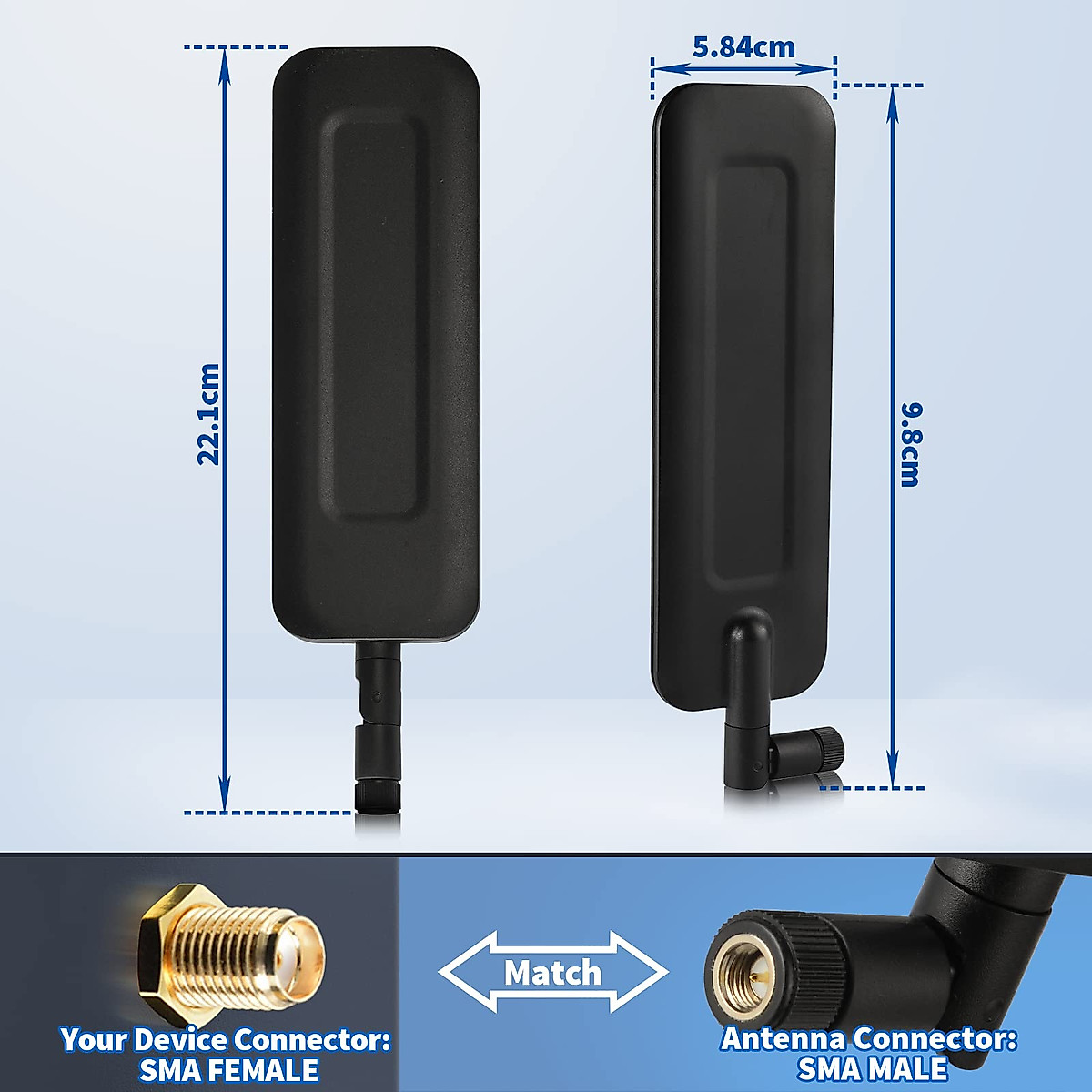 Eightwood Wide Band 4G LTE Dipole Antenna SMA Male Compatible with Outdoor HCO Spartan Cellular Hunting Game Trail Cameras (2-Pack)