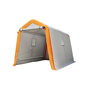 AMERLIFE 6x8x6.6 FT Heavy Duty Portable Shed Storage Shelter, Outdoor Storage Shed with 2 Waterproof Windows & Roll-up Zipper Door, Carport for Motorcycle, Bike, Grey