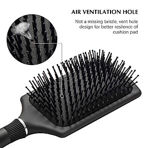 FIXBODY Paddle Brush with A Large Cushion, Smoothing Detangling Brush for Long Thick Hair, Both Wet & Dry - Black Mate