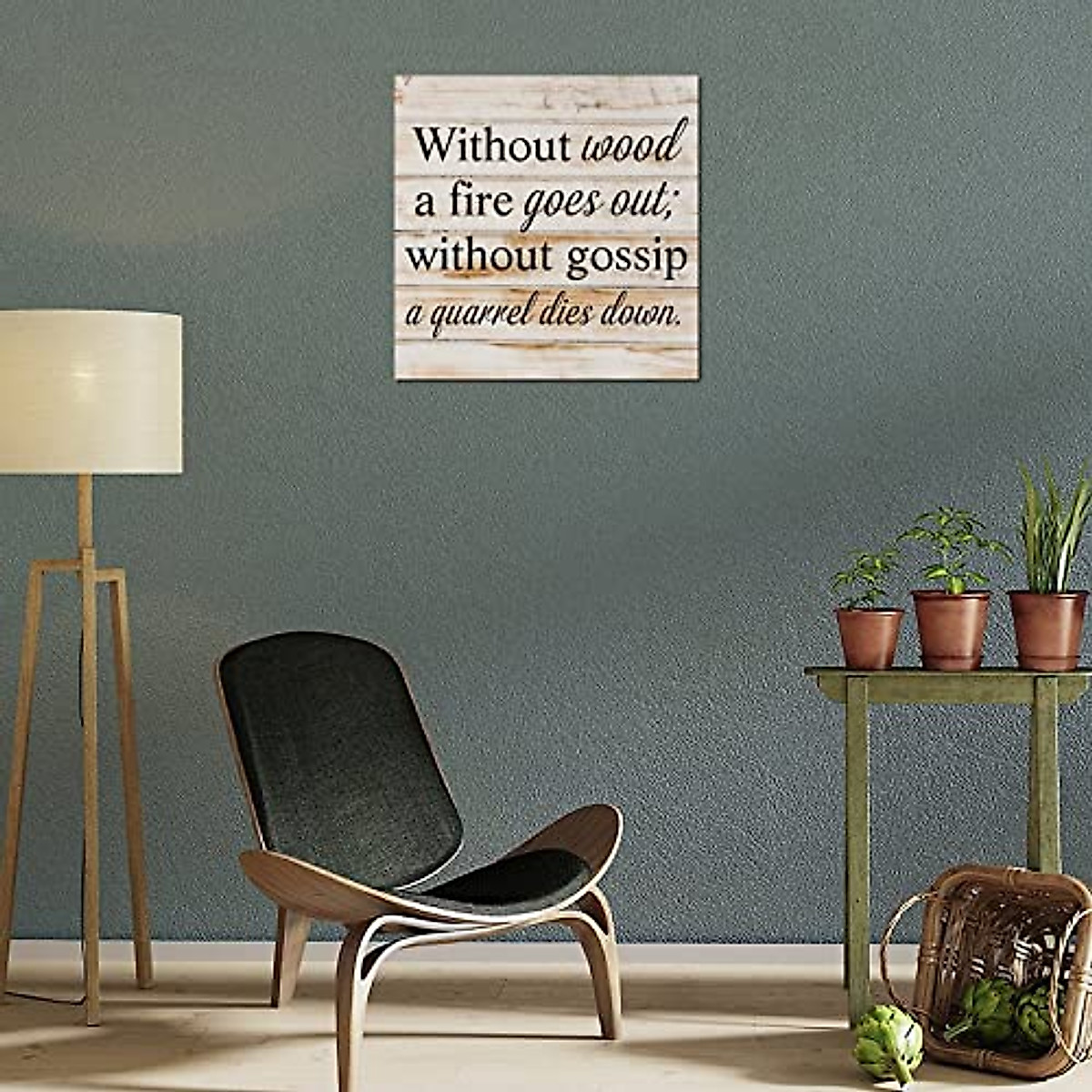 Wooden Signboard Without Wood A Fire Goes Out Without Gossip A Quarrel Dies Down Farmhouse Outdoor Wall Wooden Hanging Sign Rustic Entryway Home Decor 14" x 14"