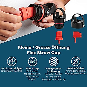 HYDRO FLASK - Water Bottle 621 ml (21 oz) with Flex Straw Cap - Vacuum Insulated Stainless Steel Reusable Water Bottle - Leakproof Lid - Hot and Cold Drinks - Standard Mouth - BPA-Free - Pacific