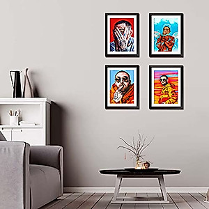 Arredamenti Rapper Wall Art - Set of 4 Panels UNFRAMED Canvas Prints Cool Wall Art 8*10 inches Music Posters Colorful Paintings Wall Art Rapper Poster Wall Decorations, 8 x 10 Inch