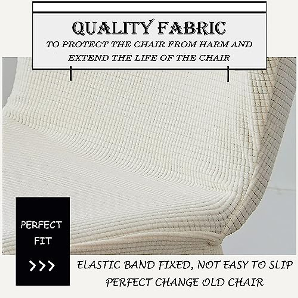KCCRHIN Checkered Pattern Chair Cover Set of 1/2/4/6 Shell Chair Cover Elastic Thickened Seat Cover Modern Jacquard Chair Cover Curved Back Chair Slipcover for Dining Room Bar,White 6pcs