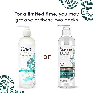 Dove Amplified Textures Shampoo, Conditioner, Leave-In Conditioner with Coconut Milk, Aloe, and Jojoba 3 Count for Coils, Curls and Waves and Moisture Amplifying Hair Care Blend 11.5 oz