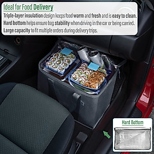 VENO 2 Pack Cooler Bag and Insulated Grocery Bags for Food Delivery, Collapsible Cooler. Reusable Shopping Bags for groceries with Hard Bottom, Zippered Top, Foldable, Heavy-Duty (Gray, 2 Pack)