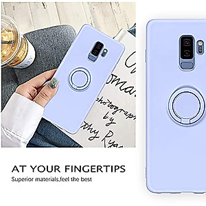 KANGYA Samsung Galaxy S9 Plus Case, Slim Silicone | Kickstand with 360° Ring Holder | Support Car Mount Samsung Galaxy S9+ Plus 6.2" Phone Case Cover for Girls Women, Purple