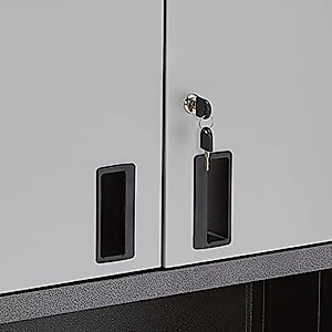 ROCKPOINT Buttom Open Drawer Wall Foldable Storeage Cabinets with Doors，Garage Storage Cabinet 2 Shelves & Locker,Metal Grey