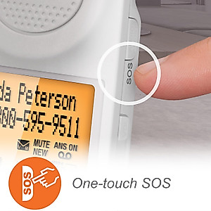 VTech SN5127 Amplified Cordless Senior Phone with Answering Machine, Call Blocking, 90dB Extra-loud Visual Ringer, One-touch Audio Assist on Handset up to 50dB, Big Buttons and Large Display, White