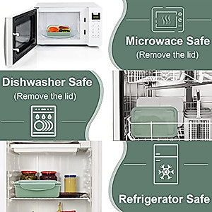 Bento Lunch Box for Kids, All-in-One Bento Lunch Box Container for Childrens, Built-in Plastic Utensil Set, and Insulation Lunch Bag, BPA-Free (Green)