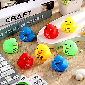 Lenwen 24 Pcs 1.89 Inch Rubber Duck Bath Toy Inspirational Gift Motivational Rubber Ducks Thank You Gifts Inspirational Party Favors Baby Shower Decorations Birthday (Red, Yellow, Blue, Green)