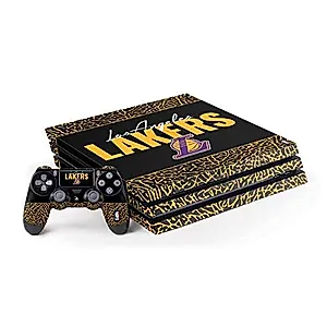 Skinit Decal Gaming Skin Compatible with PS4 Pro Console and Controller Bundle - Officially Licensed NBA Los Angeles Lakers Elephant Print Design