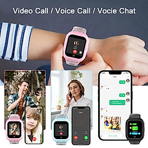 LogHog 4G Smart Watch for Kids Call and Text Boys Girls 4-12 Baby Watches with SIM Card GPS Tracker Touch Screen Kids Phone Watch Voice Video Calling Messaging (Pink)