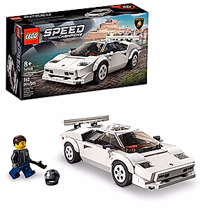 LEGO Speed Champions Lamborghini Countach 76908, Race Car Toy Model Replica, Collectible Building Set with Racing Driver Minifigure