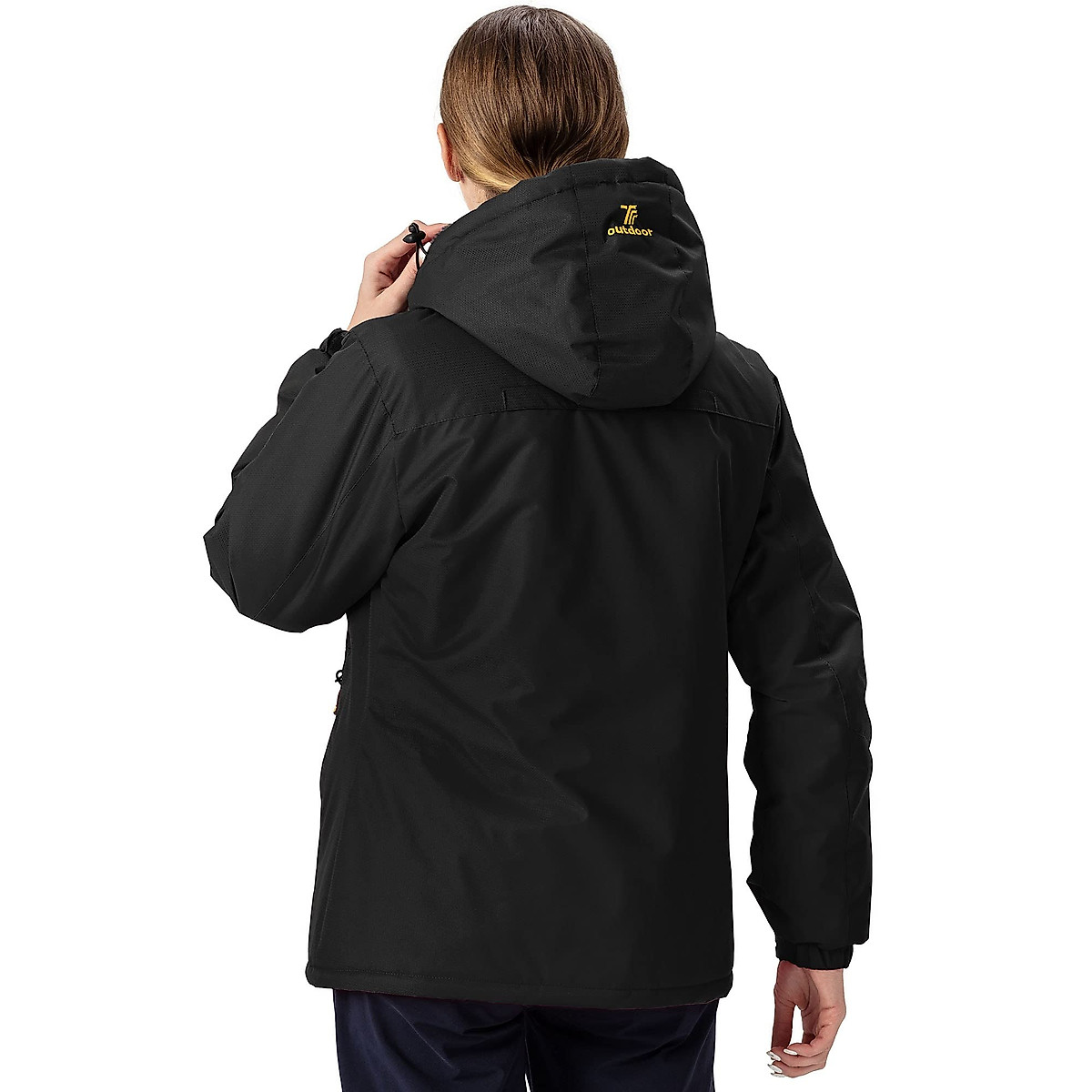 Rdruko Women's Waterproof Snowboard Jacket Windproof Warm Insulated Winter Ski Jacket Hooded(Black, US XL)