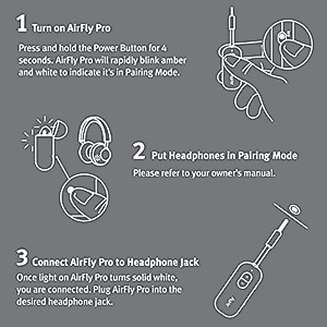 Twelve South AirFly Pro Bluetooth Wireless Audio Transmitter/Receiver for up to 2 AirPods/ Headphones; Use with Any 3.5 mm Audio Jack, Black