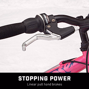 Mongoose Exlipse Full Dual-Suspension Mountain Bike for Kids, Featuring 15-Inch/Small Steel Frame and 21-Speed Shimano Drivetrain with 24-Inch Wheels, Kickstand Included, Pink