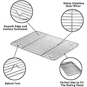 TEMKIN Baking Tray with Removable Cooling Rack Set Stainless Steel Wire Grid Tray Kitchen Oven Cook Pan Non-Stick Bread Barbecue Holder (Size : Small)