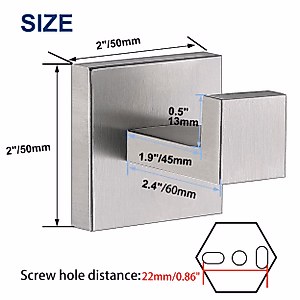 Towel Hooks for Bathrooms, Brushed Nickel Towel Hook for Kitchen Bathroom, SUS304 Stainless Steel Coat Hook, Square Heavy Duty Holder Robe Hooks for Hanging Towels, Coats, sponges, Wall Mount, 4 Pack