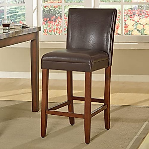 HomePop Home Decor | Classic Counter Height Bar Stools | 29 Inch Bar Stools | Decorative Home Furniture (Dark Brown Faux Leather) Single Pack