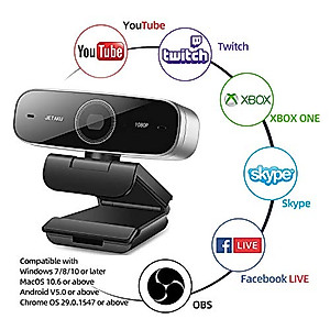 60Fps Autofocus Webcam-HD 1080P Computer Camera With Microphone For Desktop,Streaming Webcam with Beauty Effect For Gaming Conferencing,Web Camera Mac Windows PC Laptop Xbox Skype OBS Twitch YouTube