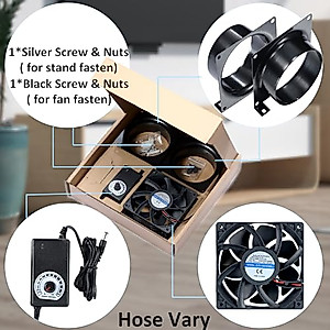 Hose Vary 4" Axial Exhaust Fan, 3000RPM 120mm DC12V Dual Ball Bearings Air Exhaust Fume Smoke Extractor Fan Kit for DIY Soldering, 3D Laser, Paint Booth (4" Duct Adapters, Mesh, Dimmer Included)