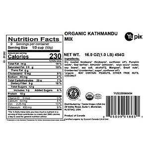 Yupik Organic Kathmdu Mix, 1 lb (16 oz), USDA Certified, Gluten-Free, Vegan, Non-GMO, Colorful Dried Fruit, Seeds, Beans, & Nuts with Goji Berries, Mango, Brazil Nuts, Pumpkin Seeds, & Tamari Almonds