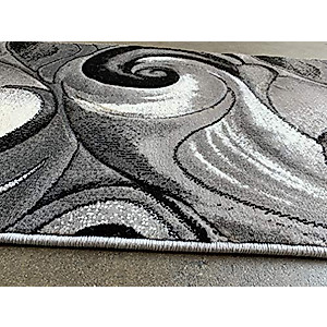 Sculpture Modern Runner Area Rug Turquoise Gray Black & Grey Contemporary Designr 410 (2 Feet X 7 Feet 1 Inch)
