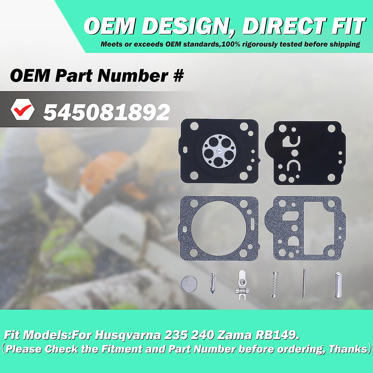 Adefol Chainsaw Carburetor Muffler Gasket Repair Kit for Husqvarna 235 240 Replacement OEM Parts for Zama RB149, RB 149, RB-149