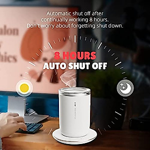 Temperature Control Smart Self Stirring Coffee Mug with Lid,auto Stirring Warmer Coffee Tea Milk Cocoa Mug for Desk Home Office,auto Controlled Heating Cup,GraateHearrt White 11 oz Electric Mixer Mug