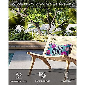 Recliner Head Pillow Ledge Loungers Chair Pillows with Insert Mother'S Day Pink Daisy Blue Lumbar Pillow with Adjustable Strap Outdoor Waterproof Patio Pillows for Beach Pool Chair, 2 PCS