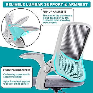 Tall Office Chair, Drafting Chair, Standing Desk Chair, High Adjustable Office Mesh Chair, Ergonomic Counter Height Computer Rolling Chair with Flip-up Armrests and Foot-Ring for Bar Height Desk