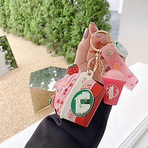 for Air pod 3 3rd Generation Case, Cute 3D Lovely Unique Cartoon for Air pod 3 Silicone Cover Fun Funny Cool Design Fashion Cases for Boys Girls Kids Teen for Air pod 3 (2021) (Strawberry Cup)