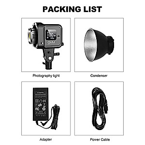 GVM 80W Video Light, Continuous Lighting for Photography with Bowens Mount, 5600K, 44100Lux/0.5m Studio Light with APP, CRI 97+ 8 Scene Lights Support AC Adapter & NP Battery