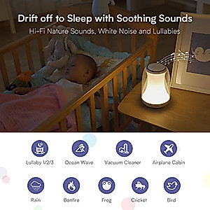 Hotmoon Baby Night Light with White Noise Machine for Adults Kids, Touch Nursery Lamp, Soothing Sounds Lullaby Sleeping Light for Mom Breastfeeding Care, Baby Essentials for Newborn, Remote Control
