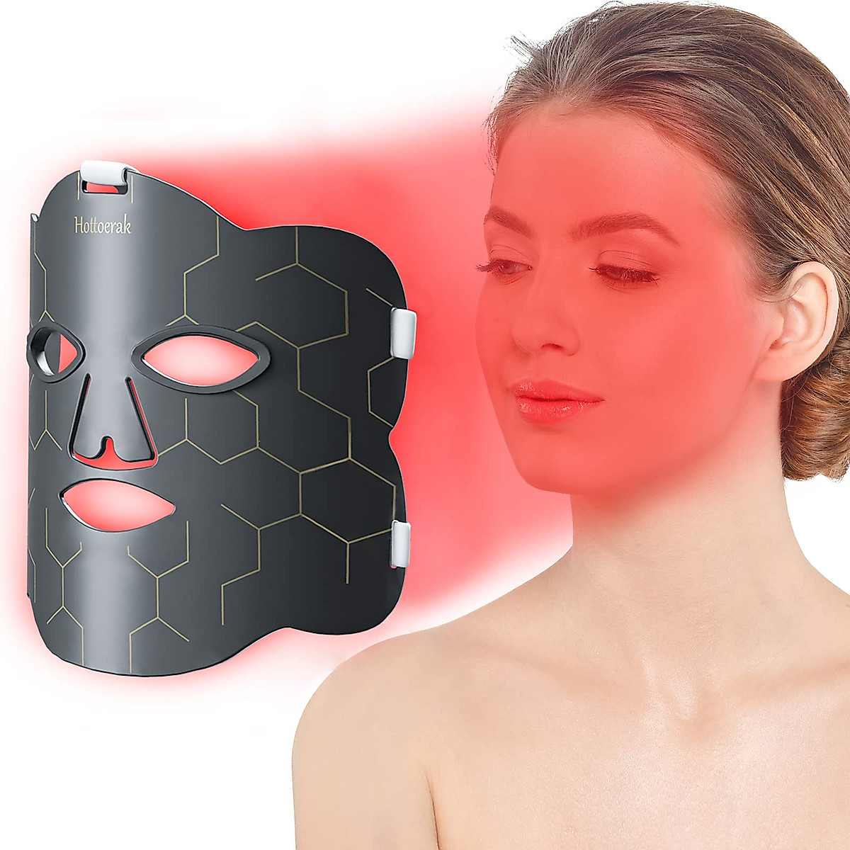 Hottoerak Red Light Therapy for Face, LED Red Light Therapy Mask 660nm & 850nm Wavelength for Home Use