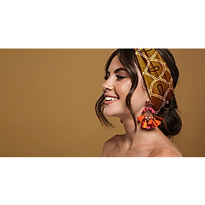 Karma Black And White Tulip Headband for Women - Wide - Fabric Headband and Stretchy Hair Scarf - Black And White