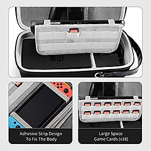 UYIYE Carrying Storage Case for Nintendo Switch/Switch OLED Model (2022),Portable Travel All Protective Hard Messenger Bag Soft Lining 16 Games for Switch Console Pro Controller & Accessories black