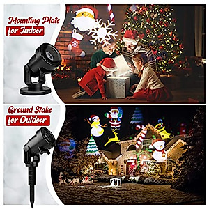 A.T.Lums Christmas Projector Lights Outdoor & Indoor, 16 HD Slides LED Projection Lamp for Christmas Gifts, Waterproof Snowflake Landscape Lights for Halloween Easter New Year Holiday Party Deco