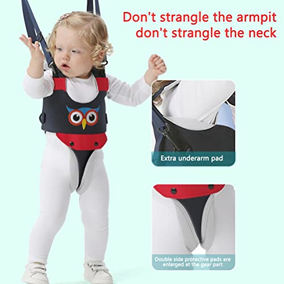 Adaptable Baby Walker Harness with Safety Buckle and Breathable Cushion for Learning to Walk and Reduce Back Stress Suitable for 7-24 Months (Blue)